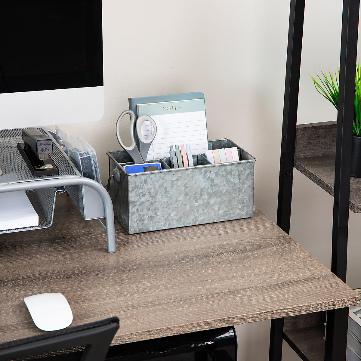 Mind Reader Utensils Caddy, Serve Ware Holder Basket, Condiment Organizer w| Handle, Forks, Spoons, Knives, Dining Table, Countertop, Kitchen, One Size, Silver Galvanized