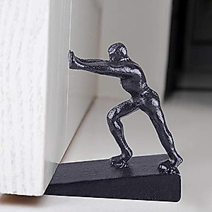 Cast Iron Door Stop, Decorative Rustic Heavy Duty Door Stopper, Man Door Stop Wedge to Stop Your Bedroom, Bath and Exterior Doors