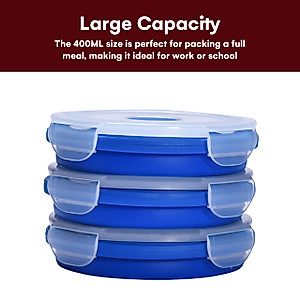 Collapsible Food Storage Containers with Lids - Silicone Bowls with Airtight Lid for Kitchen, Camping, Hiking - BPA Free, Microwave, Dishwasher and Freezer Safe Lunch Boxes - Salad Bowl Container