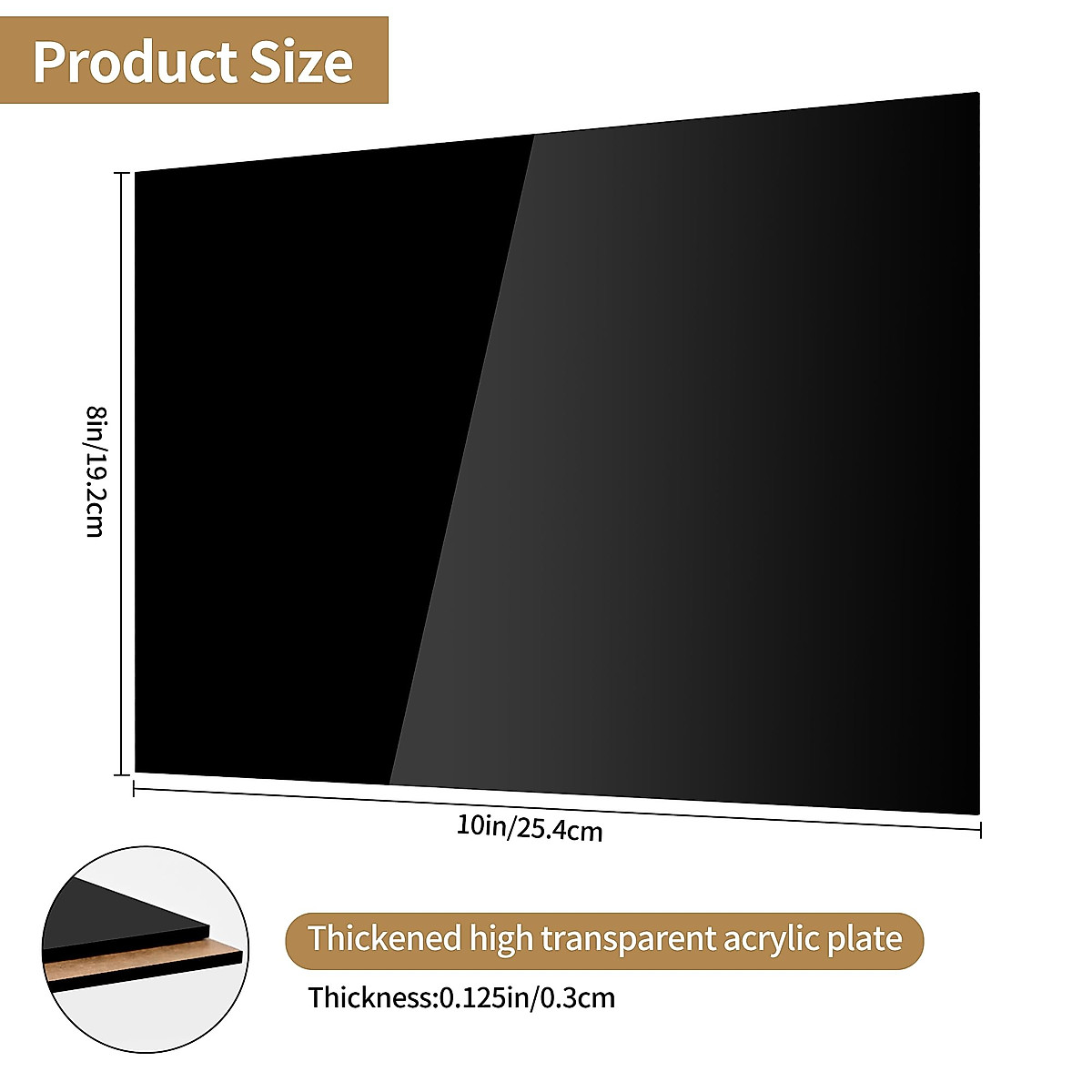 Black Acrylic Sheet 8x10 Lesnlok 2 Pieces Black Plexiglass Sheet 1/8 inch Thick, DIY Materials for Home Decor, Handcraft, Painting, Photography,Switch Panel, Display Stand
