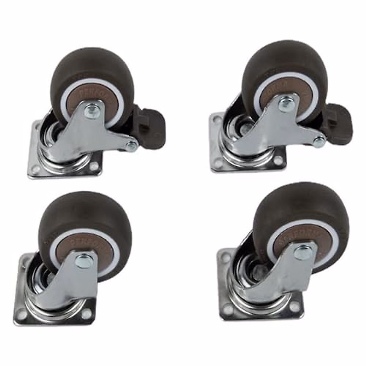 Casters Swivel casters Heavy Duty 4pcs 2inch Soft Rubber Silver Roller Wheel for Platform Trolley Chair Household Accessori casters Wheels Workbench