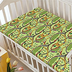 Cars Themed Fitted Crib Sheet,Standard Crib Mattress Fitted Sheet Soft & Stretchy Fitted Crib Sheet-Great for Boy or Girl Room or Nursery, 28“ x52“,Multicolor