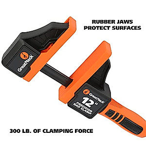 GreatNeck 74291 12-Inch Precision Bar Clamps, Sliding Bar Clamp, Carpenter Clamp, Wood Clamps for Woodworking, Twist Locking Mechanism, Orange, 2 Pack