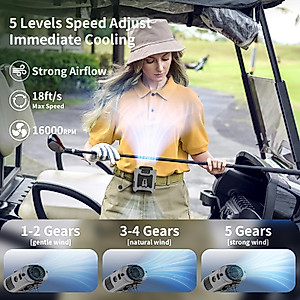 Socool 10000mAh Portable Waist Fan Clip on Wearable Belt Personal Fan Rechargeable Battery operated With 5 Speeds & Flashlight Neck Hands-Free 40H Cooling For Outdoor Camping Travel Power Bank