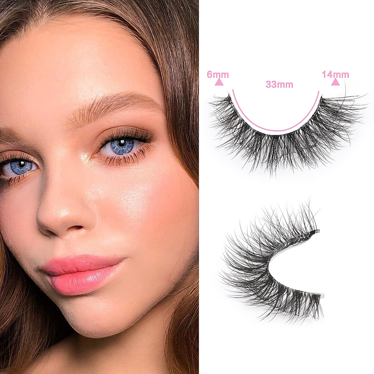Eyelashes 3D Cat Eye Lashes Natural Look Messy Fluttery Clear Band Lashes Fluffy Faux Mink Eyelashes Wispy Lashes Strip Curly False Lashes Pack 7 Pairs by Zenotti