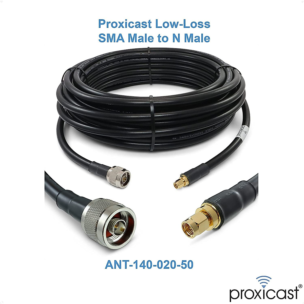 Proxicast 10 dBi 4G/5G/WiFI Omni Antenna + 50 ft Pro-Grade Coax Cable + Free Tape Bundle (ANT-126-002-BDL-50)