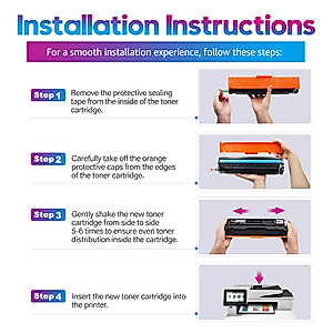 ONLYU Compatible Toner Cartridge Replacement for HP 204 204A CF510A CF511A CF512A CF513A Pro MFP M180nw M180n M181 M181fw M154a M154nw Printer (Black, Cyan, Yellow, Magenta, 4-Pack)