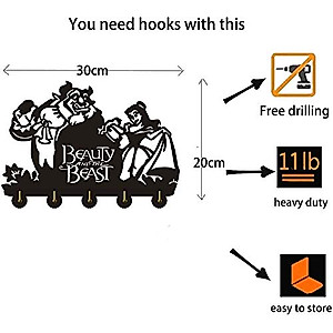 Beauty and The Beast Wall Key Rack Holder Wall Hooks Wall Hanger Coat Rack Keys Bags Clothes Multi-Purpose Hooks