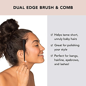 Kitsch Hair Edge Control Brush & Baby Hair Brush Comb Set, Double Sided Edge Fixer & Hair Styling Brush with Soft Nylon Bristles, Dual Edges for Grooming & Tame Flyaways, Combo Pack 2 Pieces (Black)