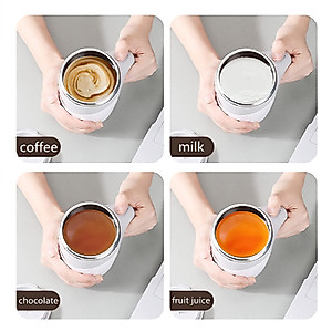 Automatic Magnetic Stirring Coffee Mug, Rotating Home Office Travel Mixing Cup，Funny Electric Stainless Steel Self Mixing Coffee Tumbler, Suitable for Coffee, Milk, Cocoa and Other Beverages……