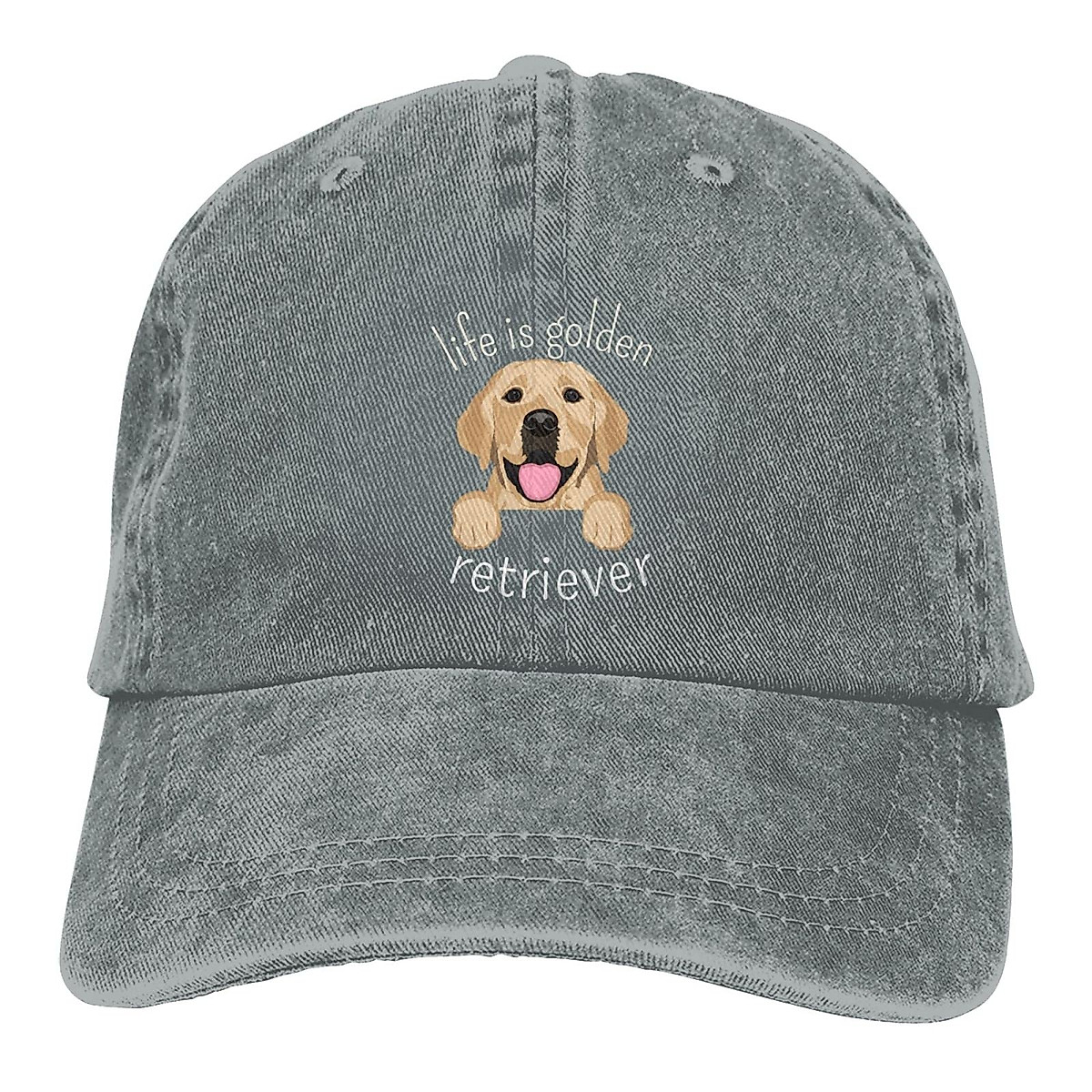 Funny Golden Retriever Caps Life is Golden Retriever Hat for Men Trendy Mens Hats Gray