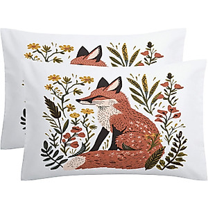 OmErsa Fox Duvet Cover King Size Bedding Set 3 PCS, Cartoon Animal Comforter Cover & 2 Pillowcases Soft Microfiber Patterned Bedroom Decorations for Adults Teens