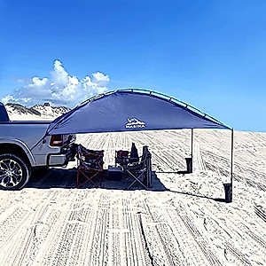 Versatility Camping Tent for Truck Bed,SUV RVing, Van,Trailer and Overlanding Portable Teardrop Awning Canopy Tear Resistant Tarp with 2 Sandbag