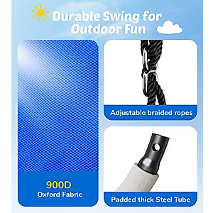 Trekassy Saucer Swing with Frame for Kids Outdoor, 440lbs Swing Set with Heavy Duty Metal Swing Stand for Backyard, Outdoor Kids Play Equipment