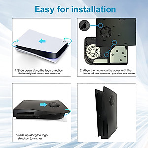 BFUNCO PS5 Console Faceplates, with Fan Vent for Playstation5 Disc Edition,ABS Anti-Scratch Dust-Proof Protective Shell,Replacement Cover Accessories for PS5 Console, with 2*Handle Cover(Black)