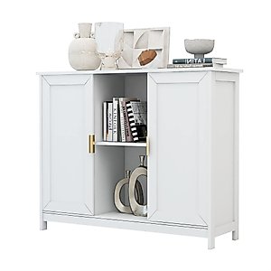 TaoHFE White Storage Cabinet, Credenza Buffet Cabinet Wooden Coffee Bar Cabinet Buffet Table White Sideboard Thin Cabinet for Narrow Spaces Entry Cabinet Hallway Cabinet for Kitchen