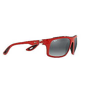 Ray-Ban RB4364M Scuderia Ferrari Collection Aviator Sunglasses, Red/Grey Mirrored Silver Gradient, 61 mm