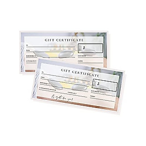 Blank Gift Certificates | 30 Pack | 3.75 x 8.25" inch Size Gift Card | Massage Therapy Supplies | Spa Supplies | Small Business Gift Certificate | Massage Therapy Hot Stone Design