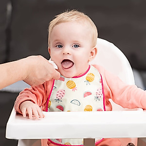 R HORSE 5Pcs Baby Bibs Set Cotton Toddler Bibs with Crumb Catcher Pocket & Snaps Baby Feeding Bibs Waterproof Food Bibs Infant Feeding Bibs with Fruit Pattern for Infants Babies Toddler 6-36 Months