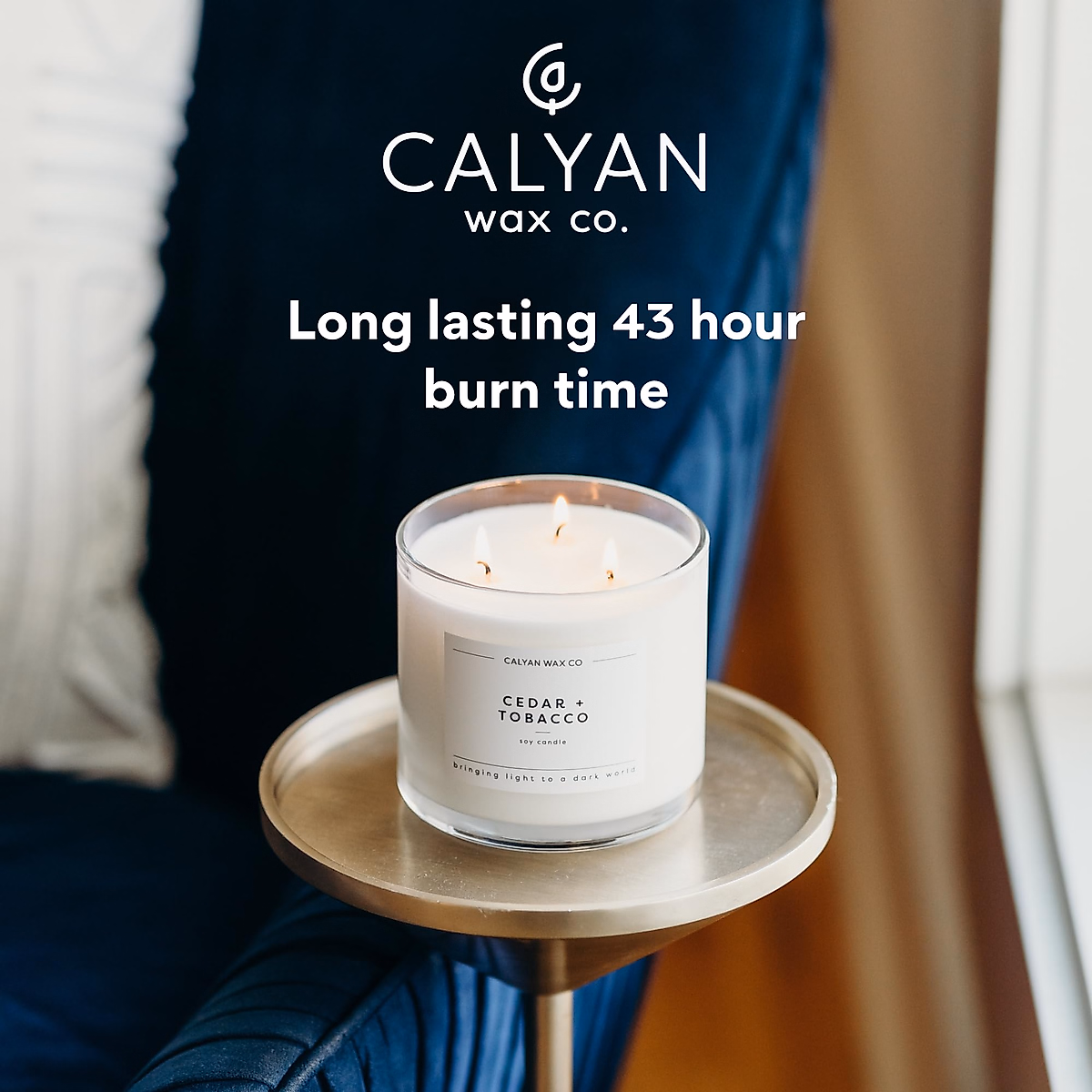 Calyan Wax Co. 3 Wick Candle, Home + Holiday Scented Candle, 43 Hour Burn Time, 3 Wick Soy Candles, Non Toxic & Vegan Soy Wax, Glass Jar Scented Candles, 14.9oz