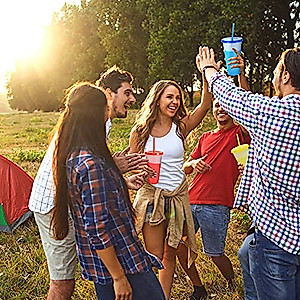 Reusable Plastic Tumblers with Lids & Straws - 9 Pcs 24oz Large Color Changing Cups for Adults Kids Women Party | Tall Iced Cold Straw Drinking Cute Tumbler Cup Bulk