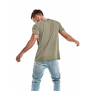 KLIEGOU Men's T-Shirts - Elasticity Cotton Crew Neck Tees 2166 ArmyGreen