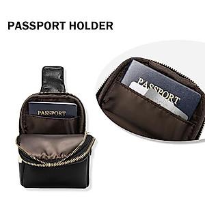 Haytijoe Small Crossbody Sling Bag for Women Vegan Leather Fanny Packs Travel Bag (Black)