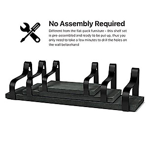 Flexzion Rustic Floating Book Shelves for Wall - Wall Mounted Set of 3 Floating Shelves for Bedroom, Bathroom, Kitchen, Living Room, and Plants - Floating Shelf, Dark Gray