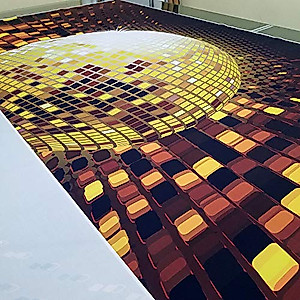 Disco Banner Polyester Fabric Backdrop for Party Decoration Gold Disco Ball and Lights Background FT-7313