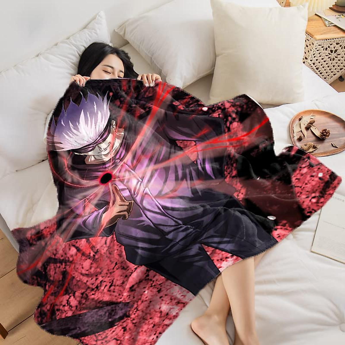 Gojo Satoru Anime Fleece Blanket,Jujutsu Kaisen Manga Ultra Soft Throw Blanket for Couch 80x60 inches