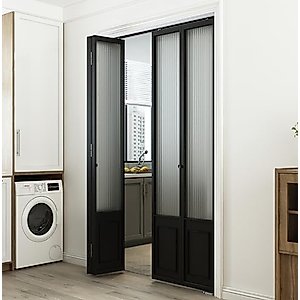 DIYHD 96" Bifold Interior Door Hardware,Ceiling Mount Bi Folding Closet Door Kit for 4 Door,Fit Door Width 95-1/16",No Door