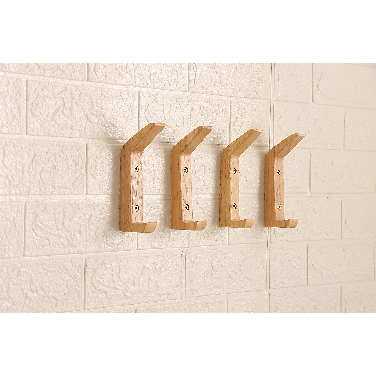 FamilleElement Coat Hooks, Wall Hooks for Hanging, Set of 4 Pure Wood Clothes Hooks, Wall Coat Hooks, Hooks for Hanging Coats, Hanging Bathroom Towels Clothes Hanger
