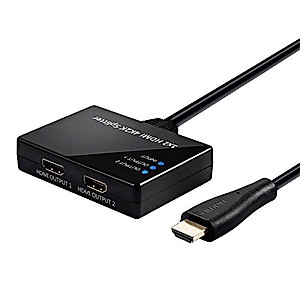 Monoprice Blackbird 4K 1x2 HDMI 2.0 Splitter | Pigtail, HDCP 2.2, 4K@60Hz, Gold Plated Connectors, HDMI Bus Powered (Compatible with PS4/5 Xbox Apple TV Fire Stick Roku Blu-Ray Player)