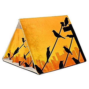 Y-DSIWX Guinea Pig House Bed, Rabbit Large Hideout, Small Animals Nest Hamster Cage Habitats Birds at Sunset Background