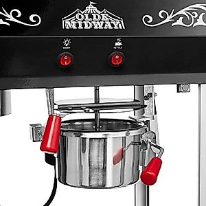Olde Midway Bar Style Popcorn Machine Maker Popper with 6-Ounce Kettle - Black