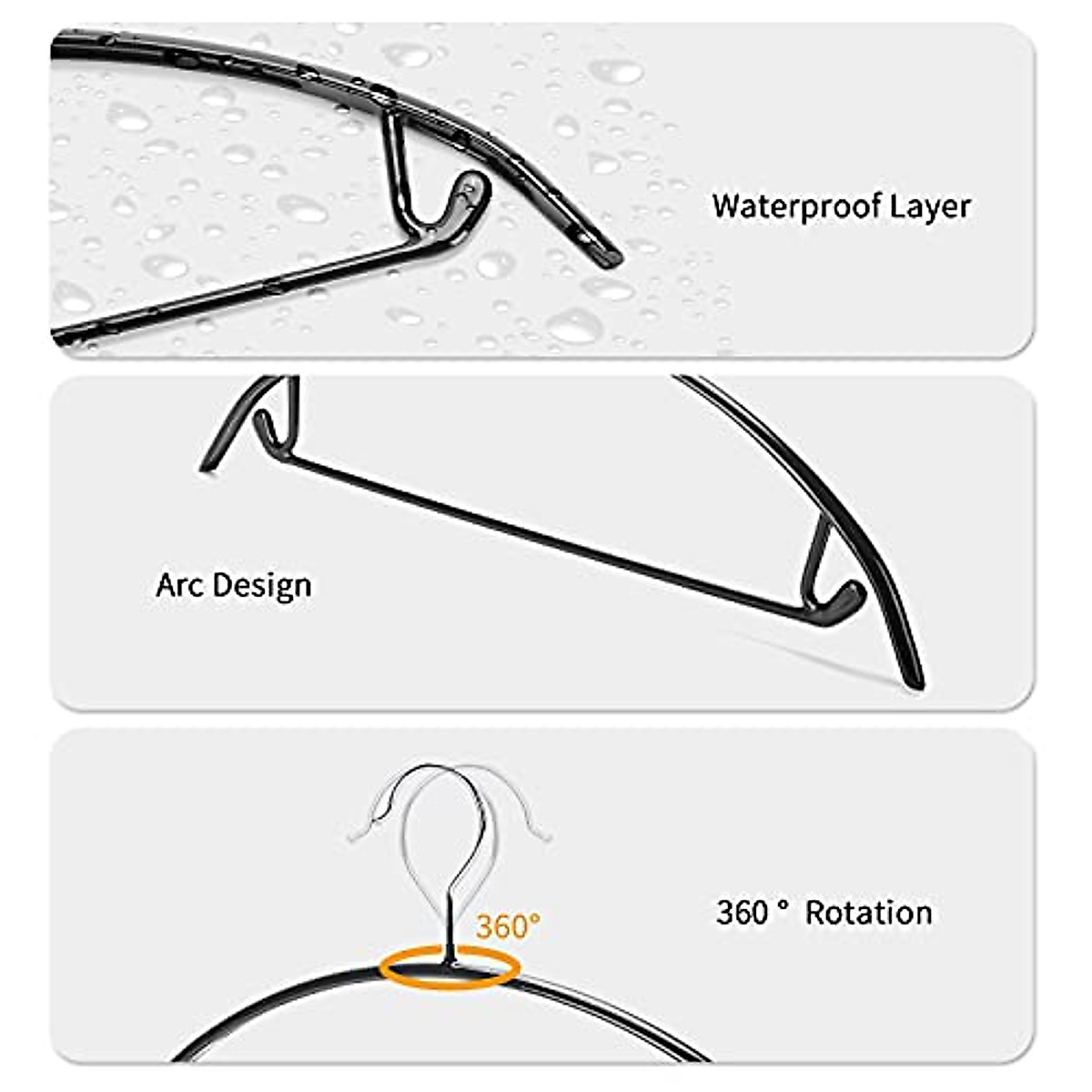 Nature-Smile 20 Pack Non Slip Suit Hanger,Coat Jacket Hangers,Sweater Hangers,PVC Coating Metal Hangers for Pants,Shawls,Belts,Bras - Dimple & Crease Free T Shirt Hangers,Black Color…