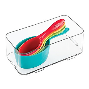 InterDesign Clarity Bathroom Interlocking Divided Drawer Organizer for Cosmetics, Beauty Products, Hair Accessories, Clear, X-Large, 12-inch x 4-inch x 3-inch