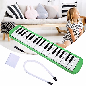 37 Keys Melodica Air Piano Keyboard Pianica Wind Musical Instrument for Beginner Professional Training(green)