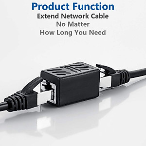 RJ45 Coupler 5 Pack Shielded Inline Gigabit Ethernet LAN Internet Network Patch Couplers Connectors for Cat7/Cat6a/Cat5e Ethernet Cable Extender Adapter Female to Female – Black