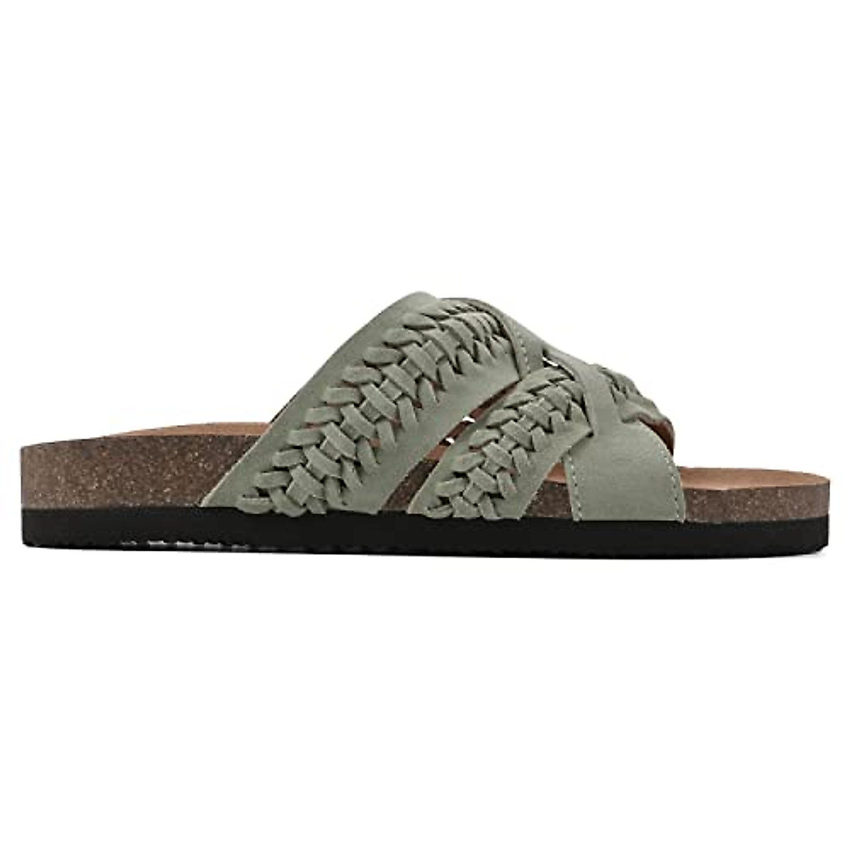 WHITE MOUNTAIN Women's Harding Footbed Sandal, Sage Green/Suede, 9 M