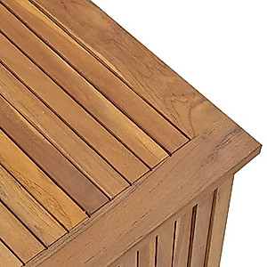 Tidyard Garden Storage Box Teak Wood Deck Box Storage Container with PE Bag Tool Organizer for Patio, Lawn, Backyard, Outdoor Indoor 59.1in x 19.7in x 21.7in