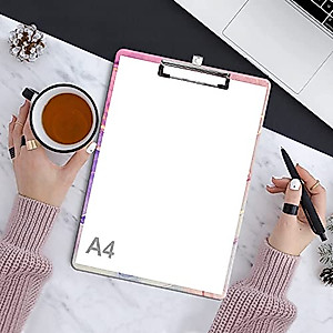 Fashion Clipboard, A4 Letter Size Wooden Decorative Clipboards for Teacher, Nurse, Doctor,Student and Kids, Cute Design for Standard Size 12.2" x 8.9" (C-Pink Purple Marble)