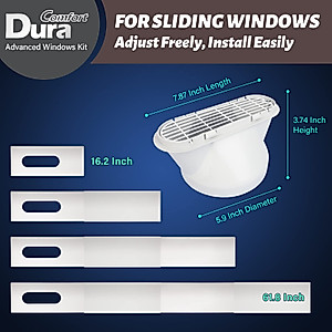 DuraComfort Portable AC Window Kit, Window Seal for AC Unit with 5.9 Inches(6") Diameter Coupler, Sliding Vent Kit for Air Conditioner Exhaust Hose, Up to 61.8 Inches