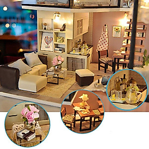 UniHobby DIY Dollhouse Kit with Dust Proof Cover 1:24 Scale Wooden Toy Gift