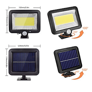 WERCHTAY Solar Lights Outdoor Motion Sensor Remote Control Solar Flood Lights with 3 Lighting Modes 120 Bright COB IP65 Waterproof 16.4Ft Cable Security Solar Powered Lights for Yard Outside