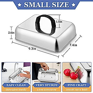 Rectangle Cheese Melting Dome, HaSteeL Stainless Steel Basting Cover for Flat Top Griddle BBQ Steaming Grilling Cooking Indoor & Outdoor, Large 13In & Small 9.3In, Heavy Duty & Dishwasher Safe(2 Pcs)