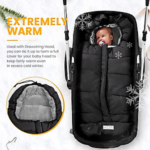 Orzbow Warm Bunting Bag Universal,Stroller Sleeping Bag Cold Weather,Waterproof Toddler Footmuff (Black, Large)
