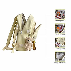 HANXIUCAO Aesthetic Backpacks for Girls, Lightweight Simple Travel Daypack for Women Teens College Middle School Bookbag with Kawaii Pendant(Black)