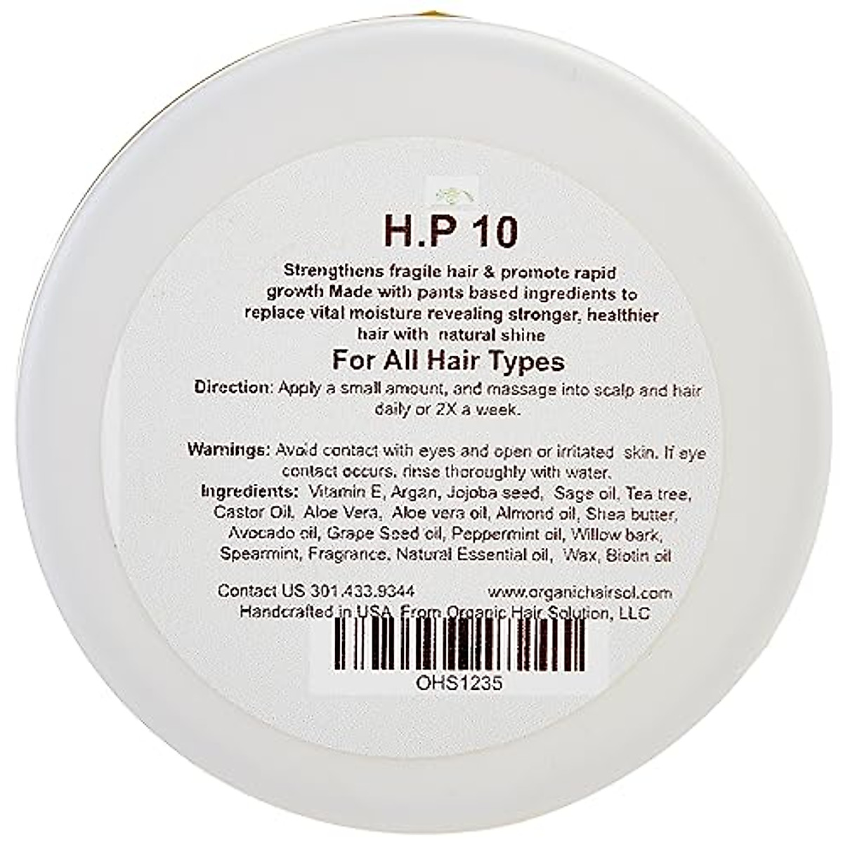 Organic Hair Solution-Hair Growth Pomade Grease with Peppermint-Mango Butter-Tea Tree - Argan- Jojoba seed- Avocado- Castor oil- For Scalp and Hair-For Stronger, Thicker Longer Hair-NOURISH & STRENGTH