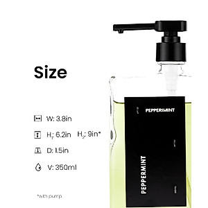 APT 1101 Glass Coffee Syrup Dispensers with Pumps, Syrup Bottles with Label Set - Essential Coffee Bar Accessories, 11.8 oz/350ml, Set of 2 (Black)